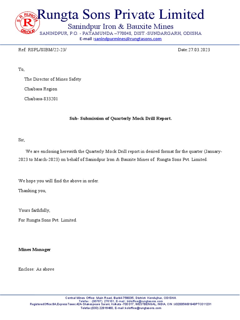 Mock Drill Letter | PDF