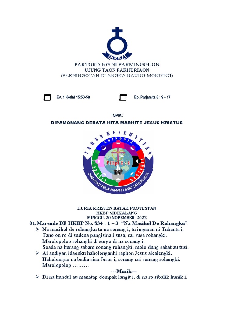 Minggu 20 Nop. B.BTK (Parningotan Di Na Monding. | PDF