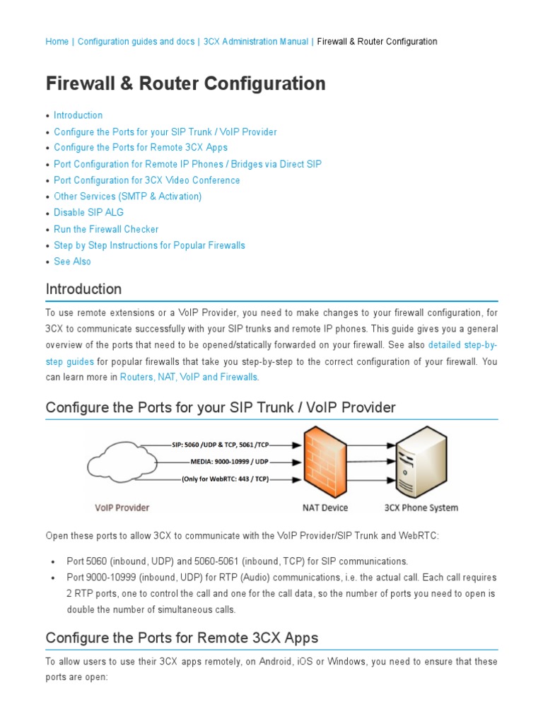 How To Configure Your Firewall Router in 3CX Phone System | PDF ...