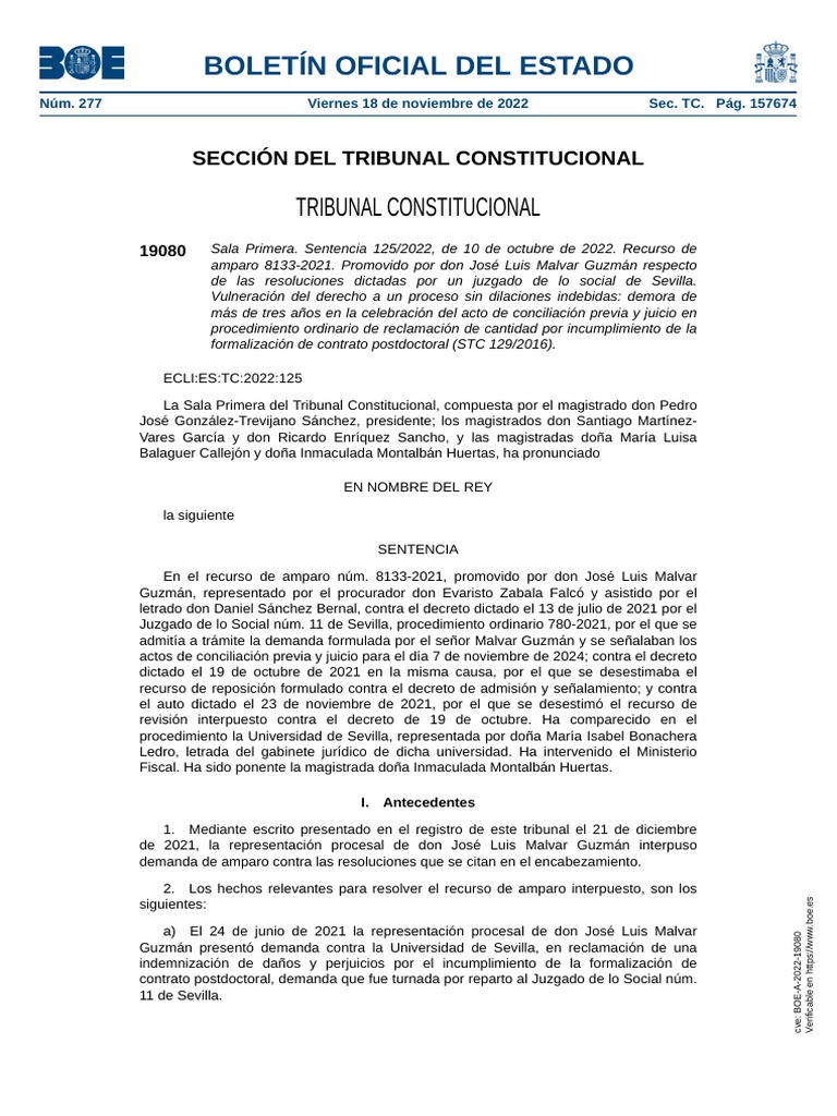 Sentencia Adelantar Juicios aeBOE-A-2022-19080 | PDF | Convenio europeo ...