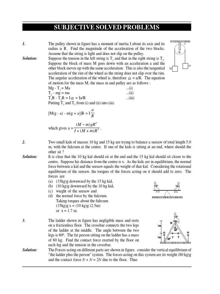 Rotational Dynamics-03-Subjective Solved | PDF | Rotation Around A Fixed Axis | Angular Momentum