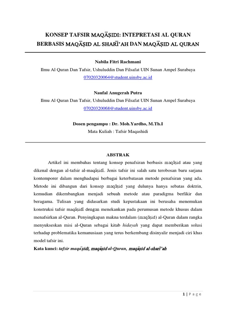 Konsep Tafsir Maqashidi | PDF | Filsafat