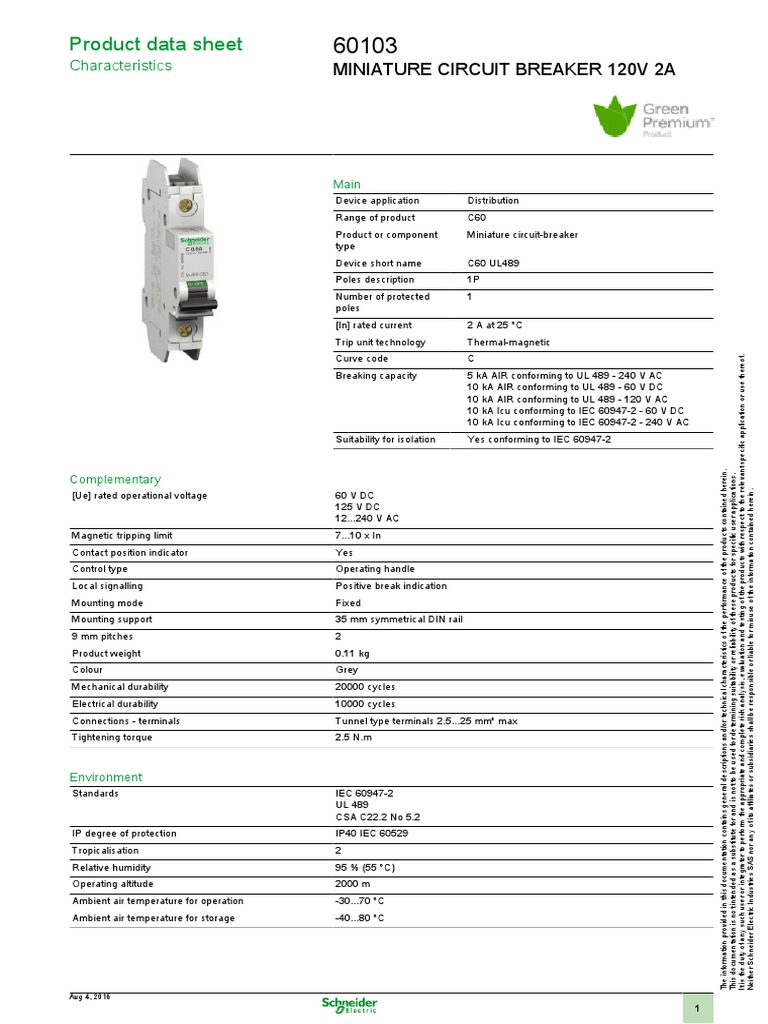 Squre D 60103 Circuit Breakers Data Sheet | PDF | Electrical Engineering | Equipment