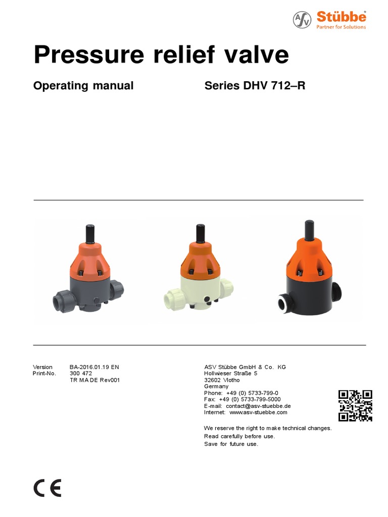 Stubbe DHV-712 R Pressure Valve IOM | Download Free PDF | Valve | Screw