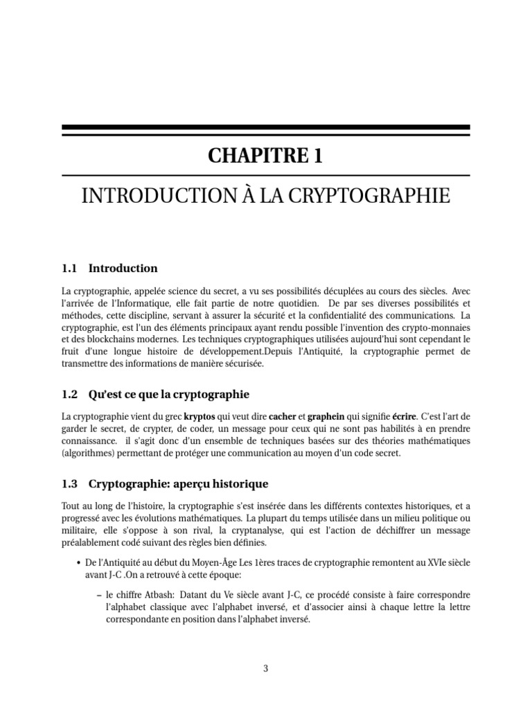 Chapitre 1-Introduction À La Cryptographie | PDF | Cryptage | Cryptographie