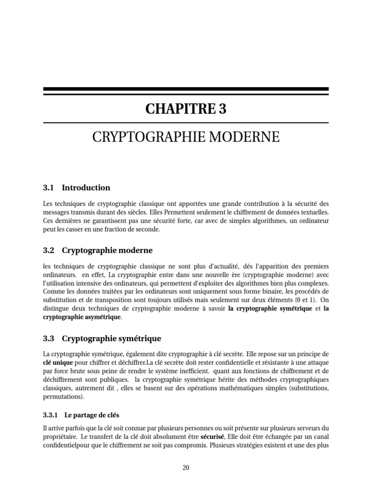 Chapitre 3 - Cryptographie Moderne | PDF | Public-key cryptography | Cryptographie