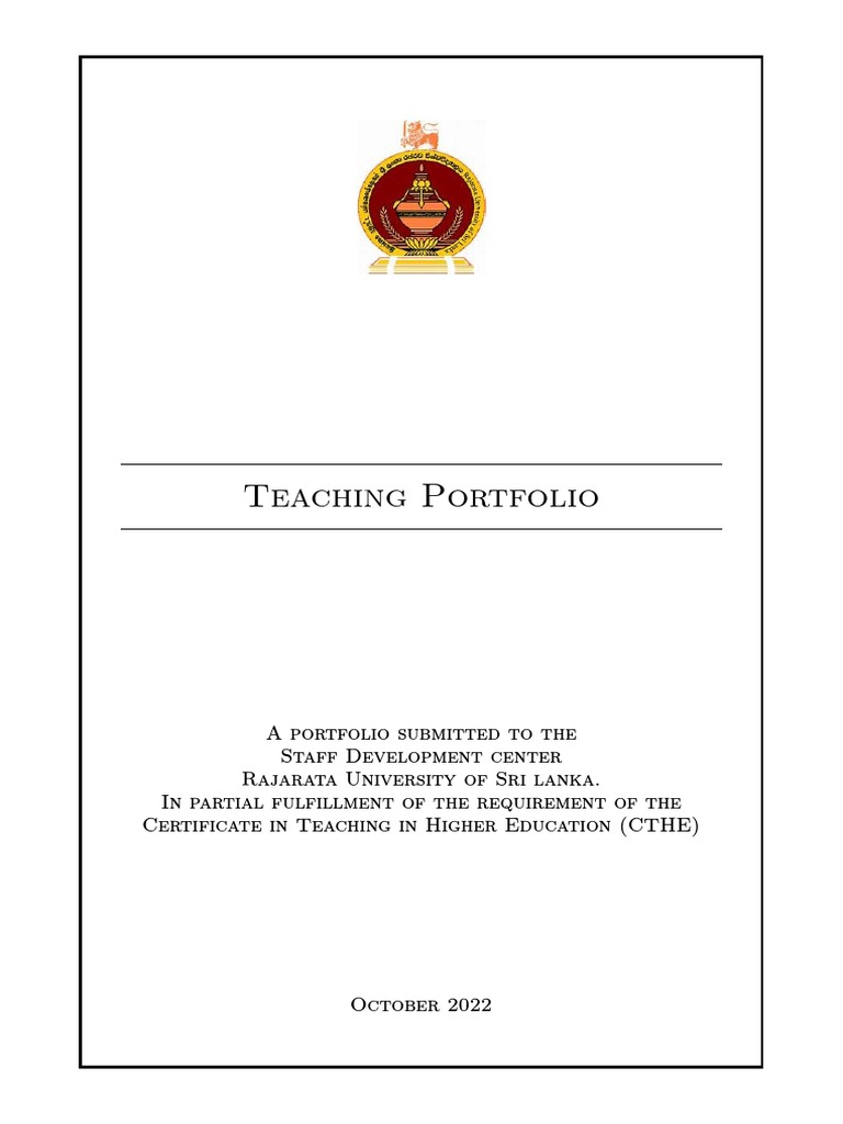 Vinoharan Portfolio | PDF | Teachers | Postgraduate Education