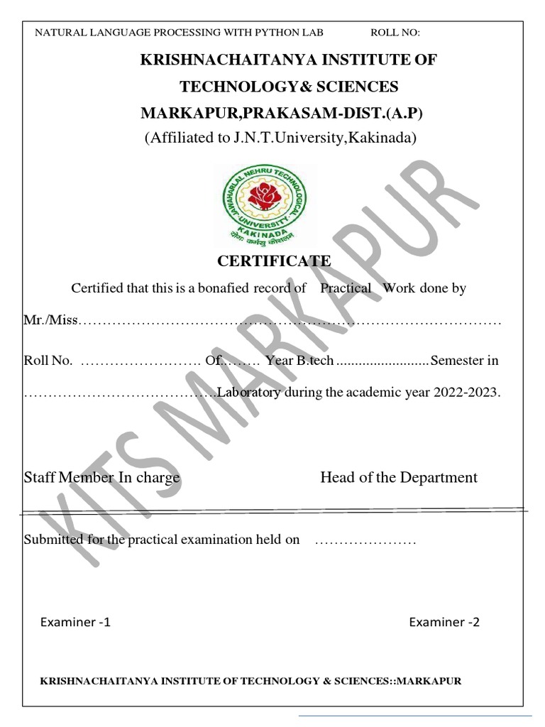 NLP Lab Manual (R20) | PDF | Verb | Linguistic Typology