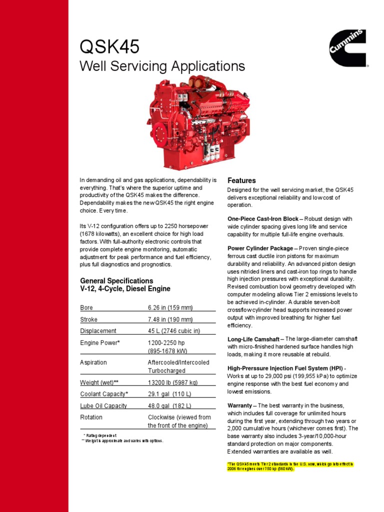 Drawing qsk45 Well Servicing | PDF | Horsepower | Engines
