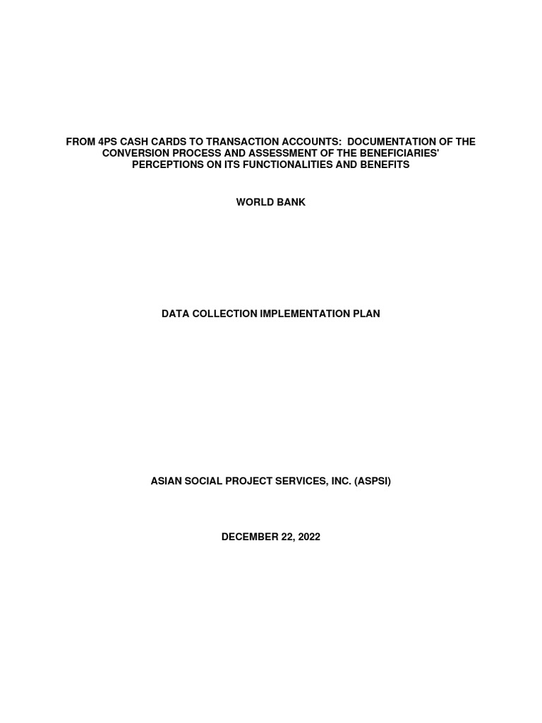 Data Collection Implementation Plan For Field Team | PDF