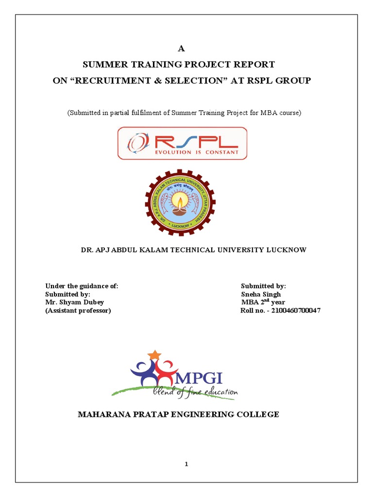 A Summer Training Report on Recruitment | PDF | Recruitment | Human Resources