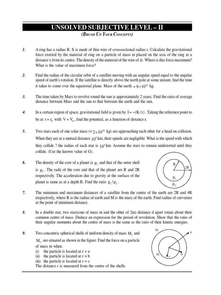 Gravitation-06-Subjective UnSolved | PDF | Orbit | Mass
