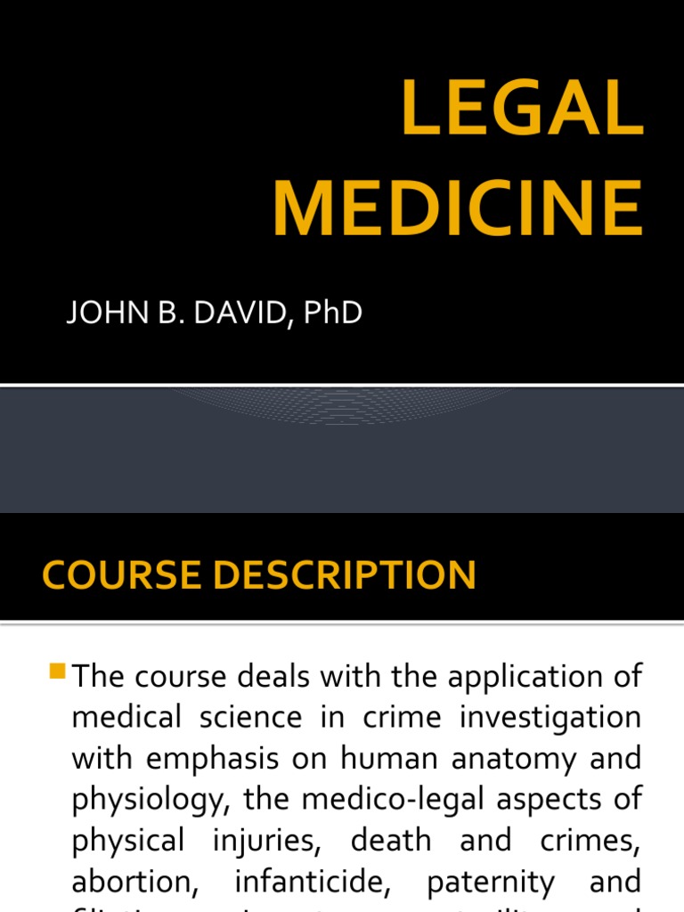 Legal Medicine Course Overview | PDF