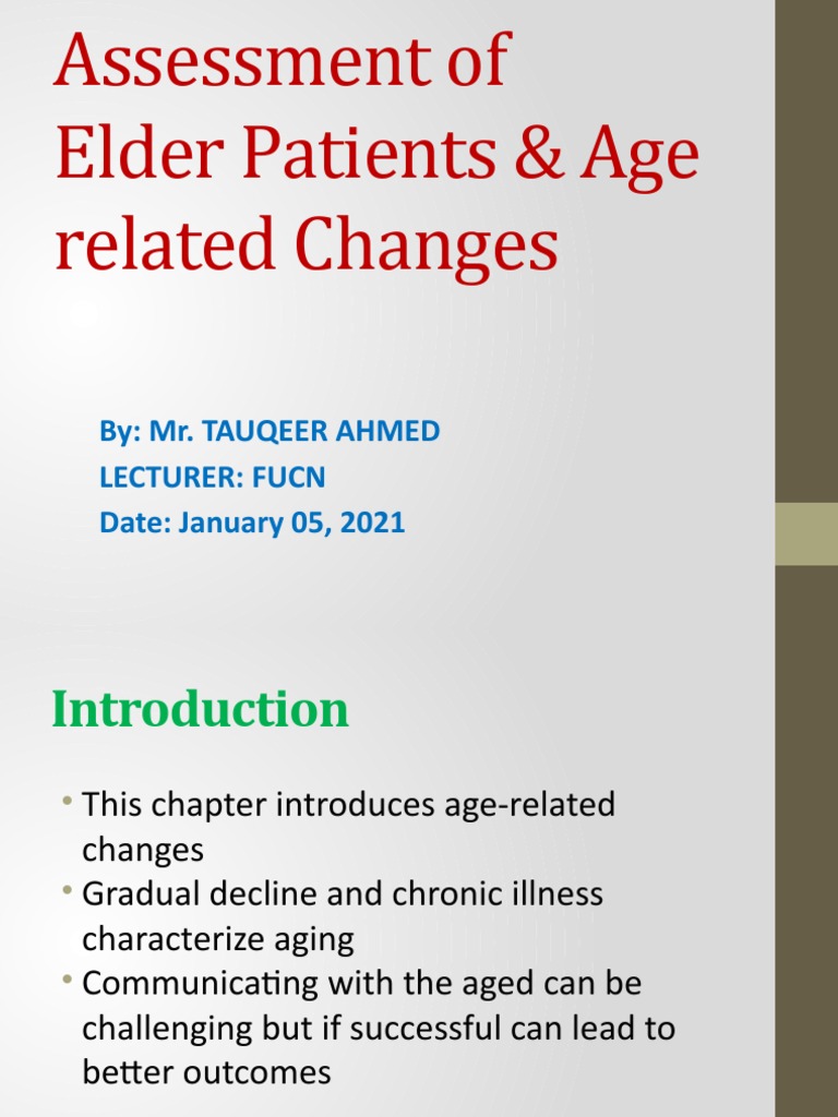 Assessment of Eldery Patients & Age Related Chnages | PDF