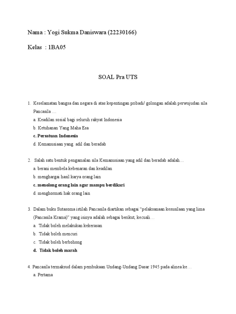 SOAL Pra UTS | PDF