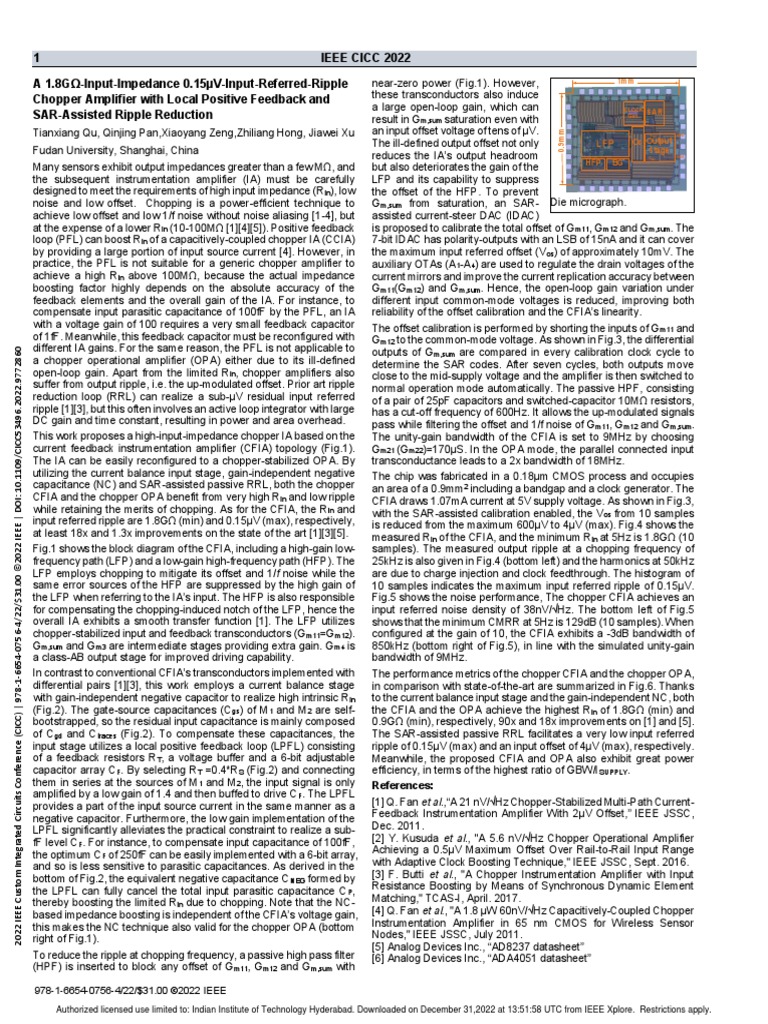 A 1.8G-Input-Impedance 0.15V-Input-Referred-Ripple Chopper Amplifier ...
