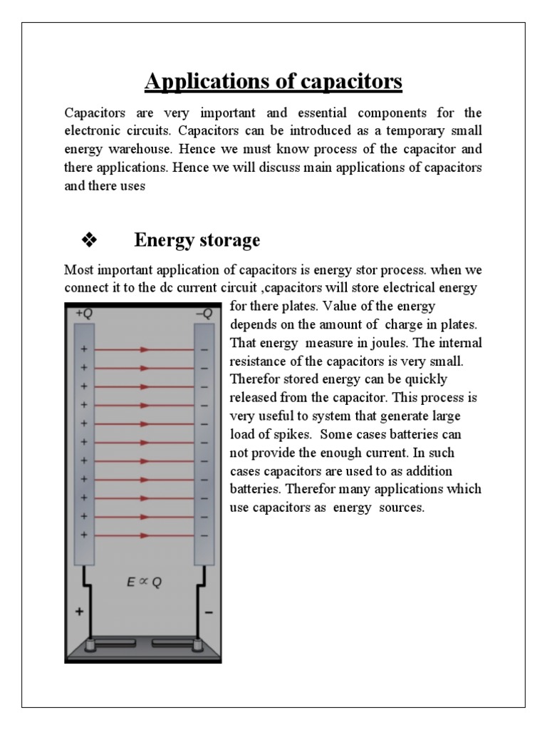 Applications of Capacitors Electrical | PDF | Capacitor | Rectifier