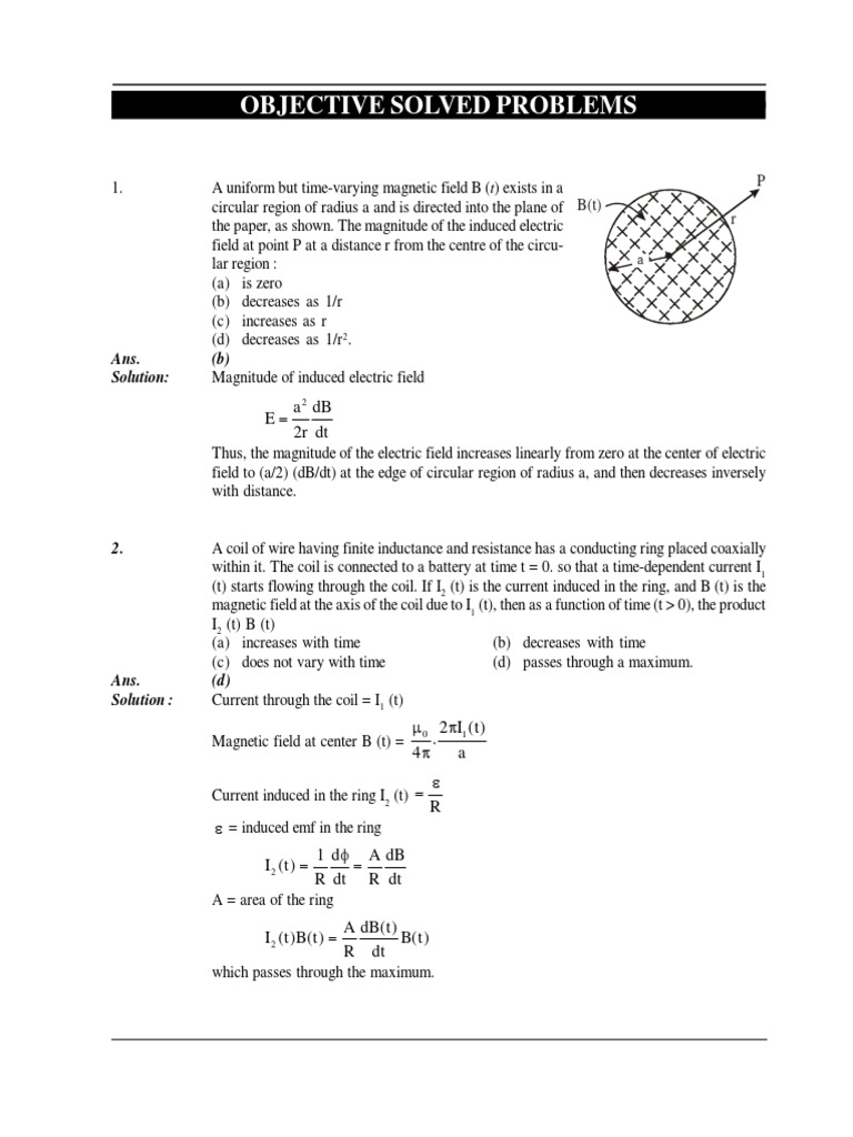 ELECTROMAGNETIC INDUCTION-02-Objective Solved | PDF | Electromagnetic ... ELECTROMAGNETIC INDUCTION-02-Objective Solved | PDF | Electromagnetic ...