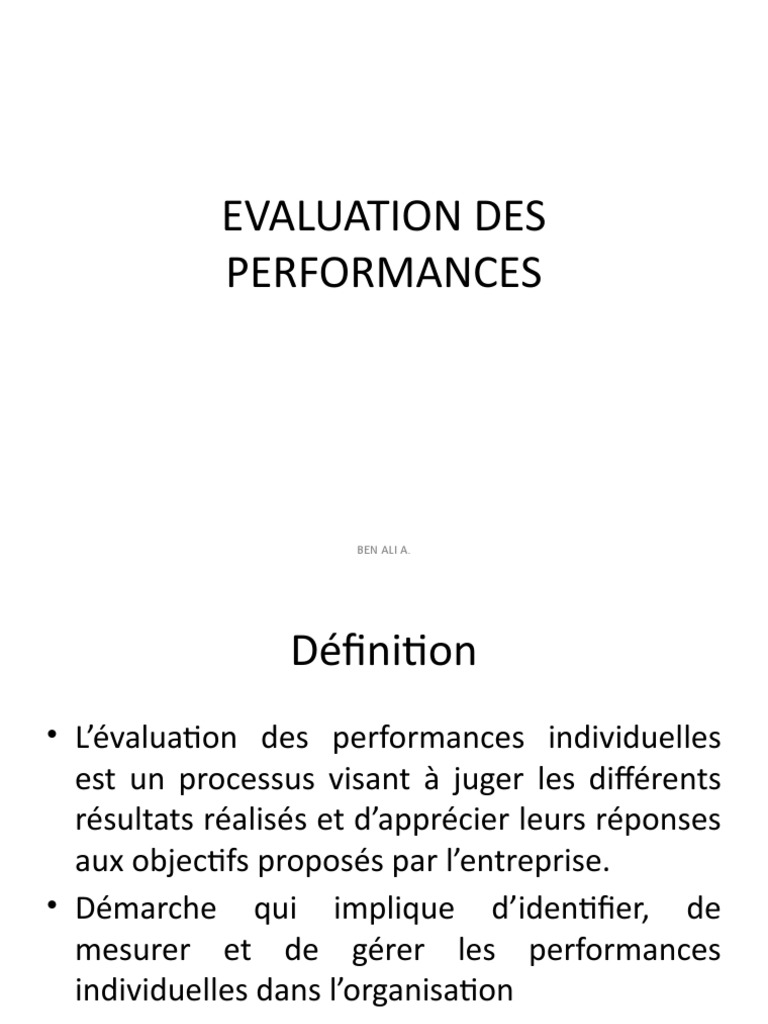 Évaluation des Performances Individuelles | PDF