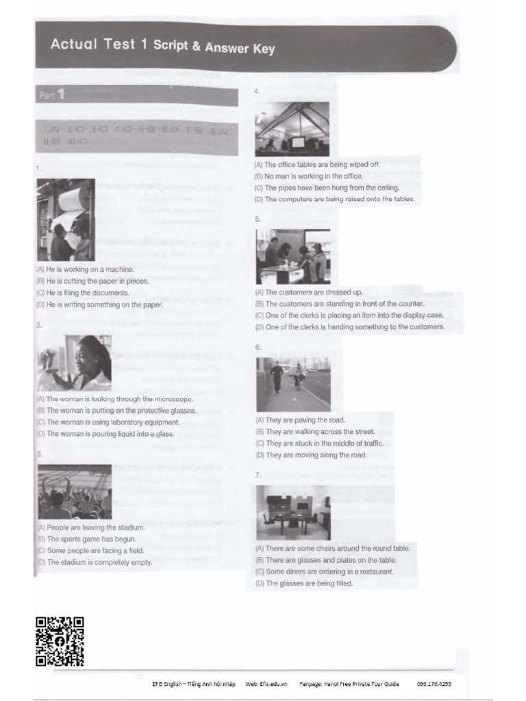 Key, Scripts BIG STEP TOEIC 3 - Actual Test 1 - EFIS English | PDF ...