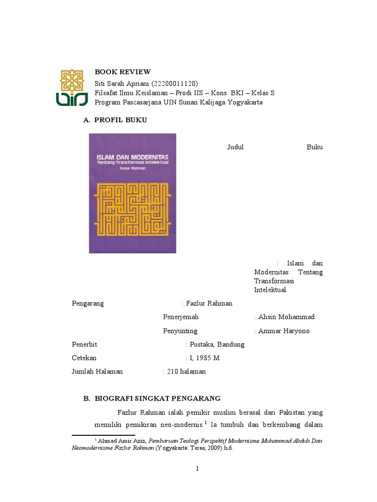 Review Buku Fazlur Rahman | PDF