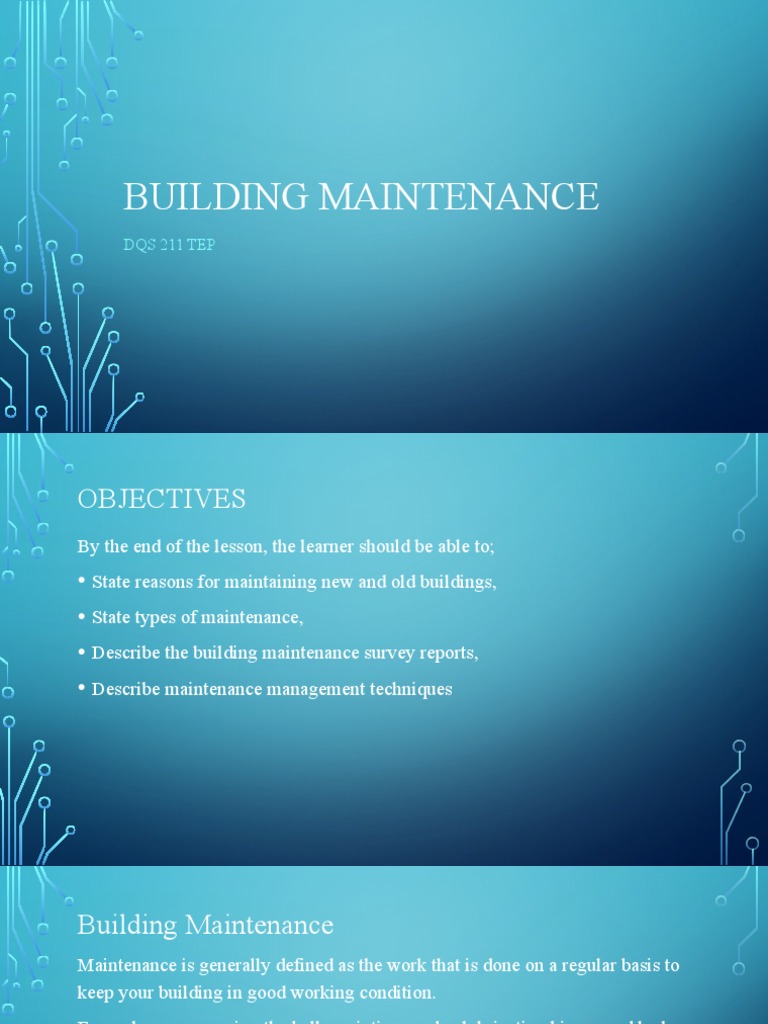 Building Maintenance Management Overview | PDF | Building Engineering ...