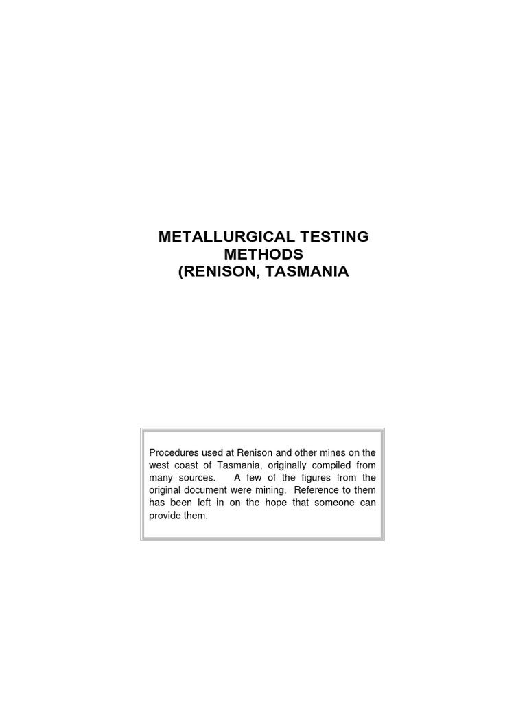 Met - Test - Methods - Ausimm | PDF | Mill (Grinding) | Chemistry