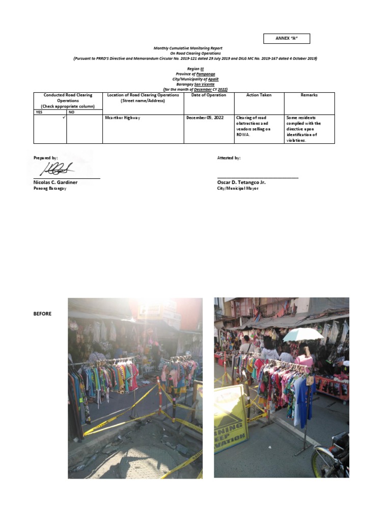 December 2022 Road Clearing Report | PDF