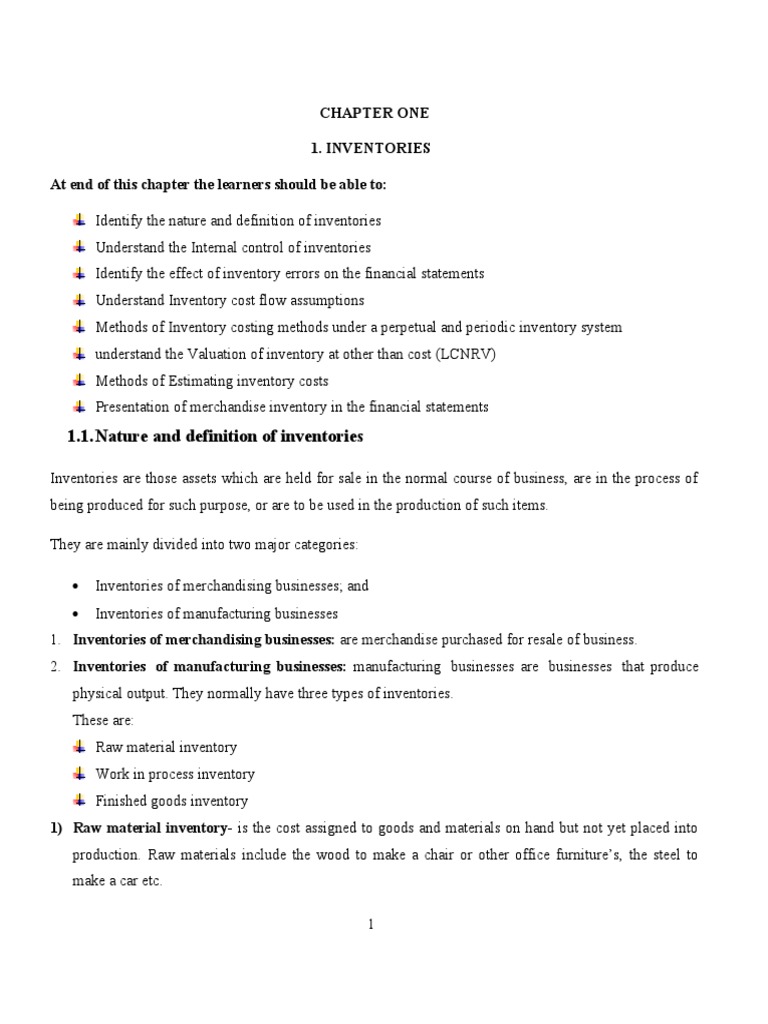 Fa Ii Chapter 1 Inventory | PDF | Cost Of Goods Sold | Inventory