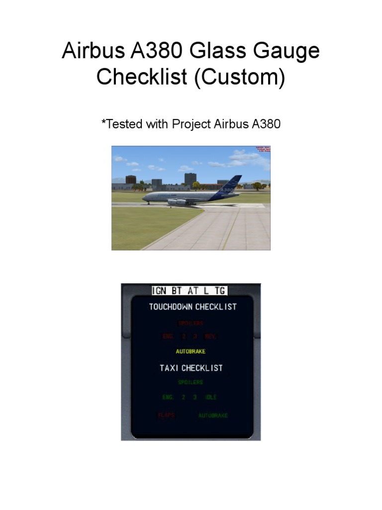 Cheklist For The A380 | PDF | Flap (Aeronautics) | Aviation