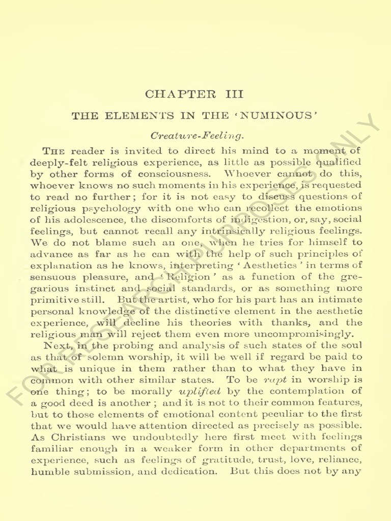 Ch.3 the Elements in the Numinous | PDF | Feeling | Mind