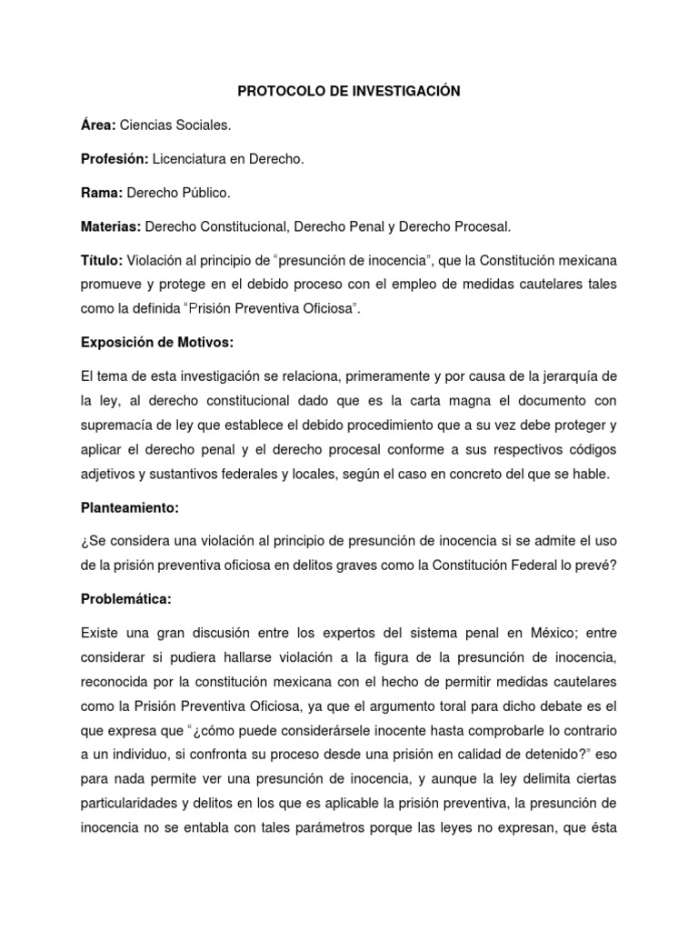 PROTOCOLO DE INVESTIGACIÓN (COMPLETO) | PDF