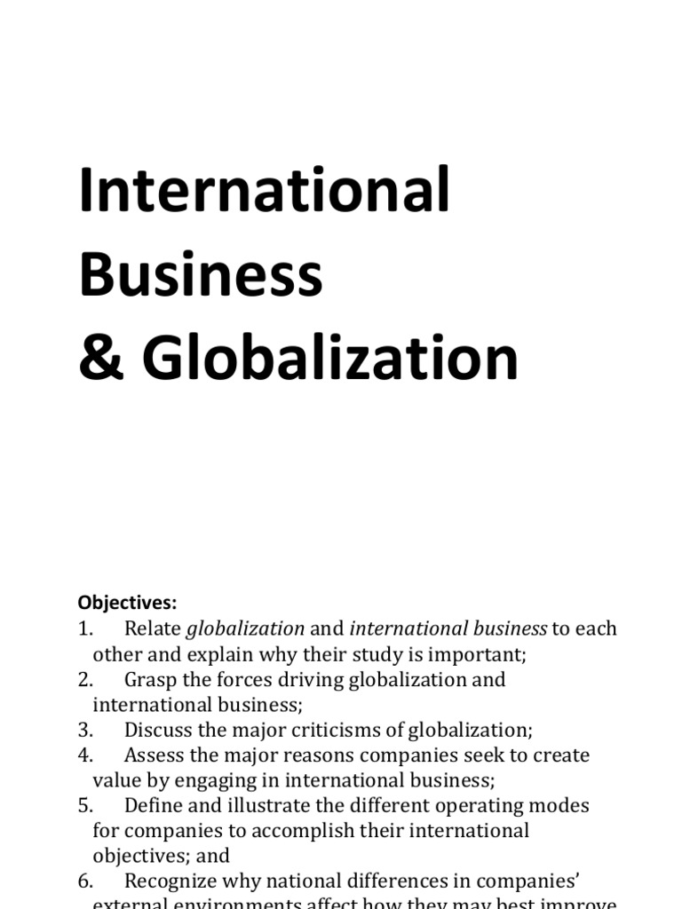 Globalization and International Business Insights | PDF