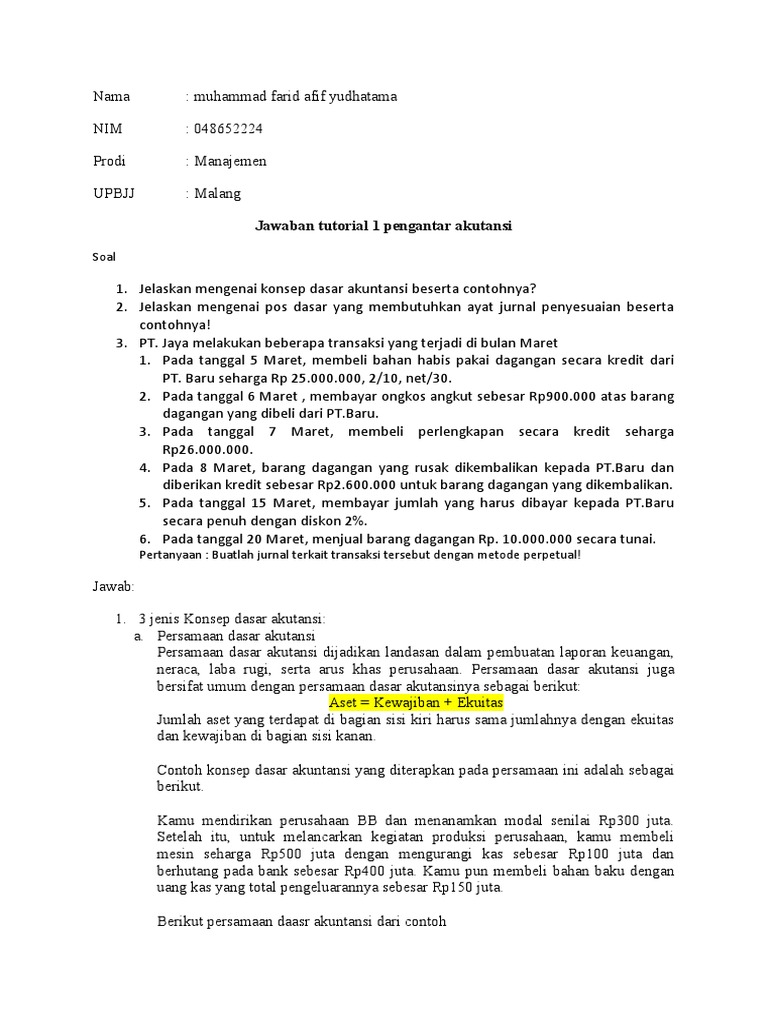 Jawaban Tugas Tutorial 1 | PDF