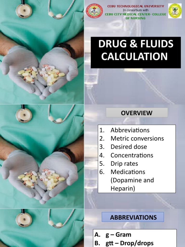 IV Fluid and Drug Calculation Guide | PDF | Intravenous Therapy | Nursing