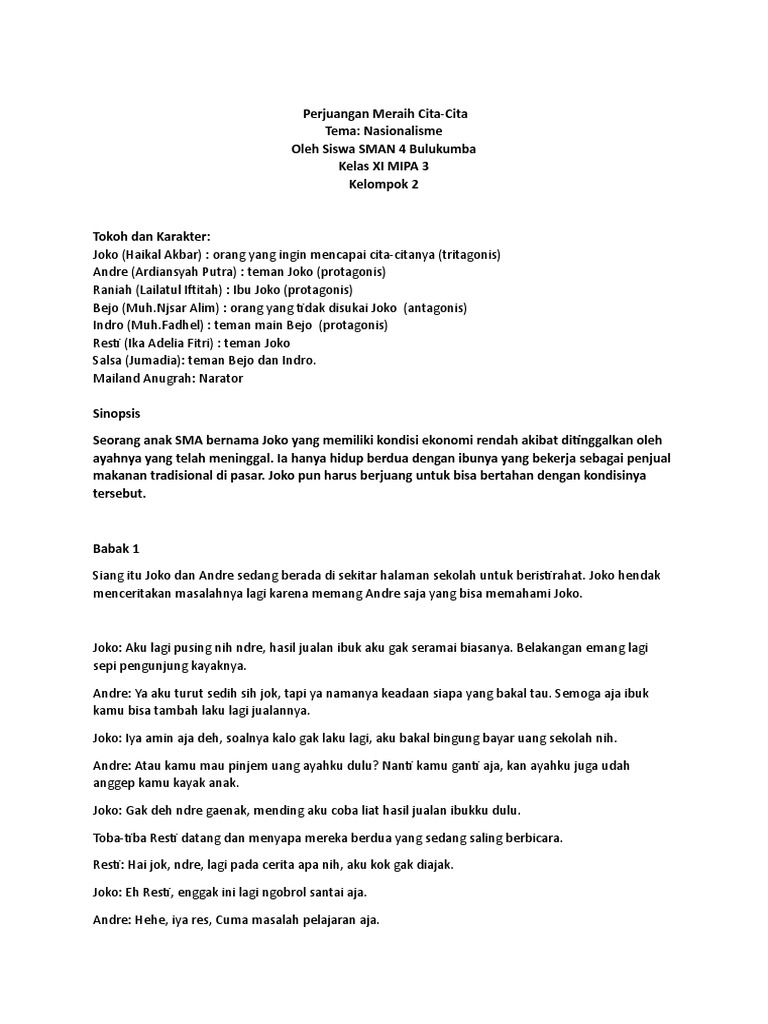 Drama Perjuangan Meraih Cita Cita | PDF