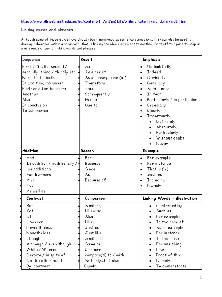 Linking Words for Writing Skills | PDF | Clause | Sentence (Linguistics)