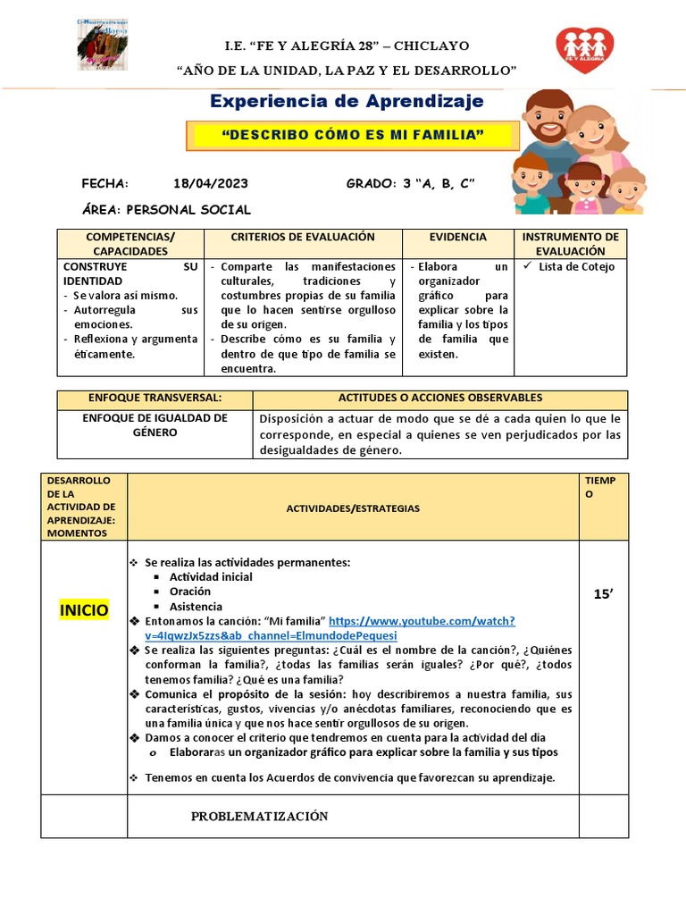 Actividad 3 DESCRIBO COMO ES MI FAMILIA | PDF | Parentesco | Familia