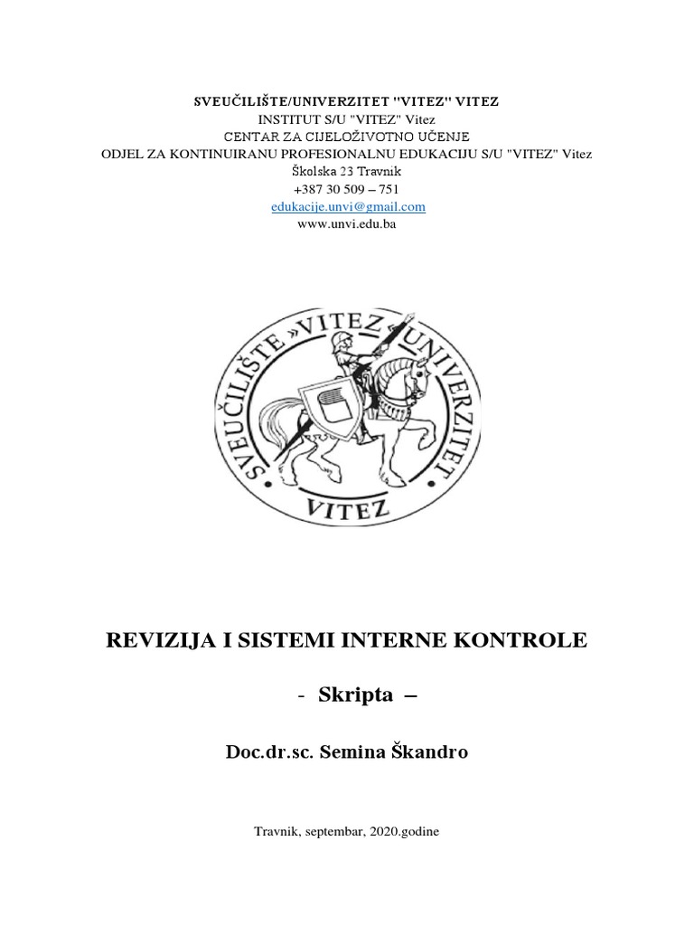 II Skripta Za Polaganje Predmeta Revizija i Sistemi Interne Kontrole Converted (1) (1) | PDF