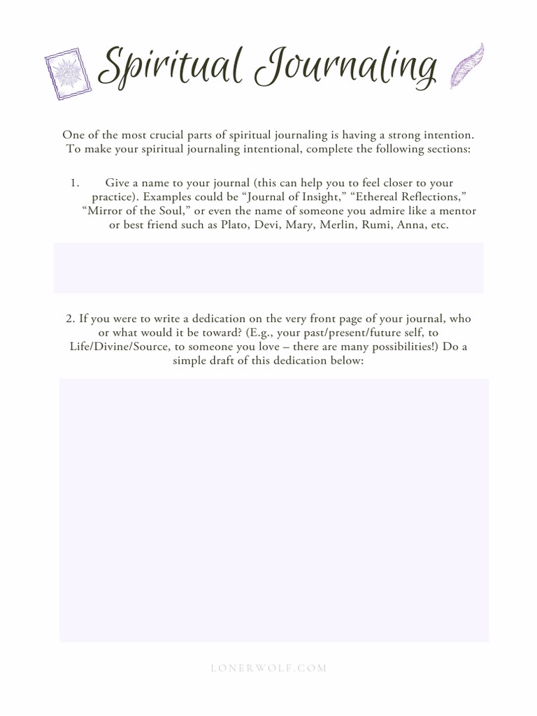 Freebie Spiritual Journaling Worksheets | PDF