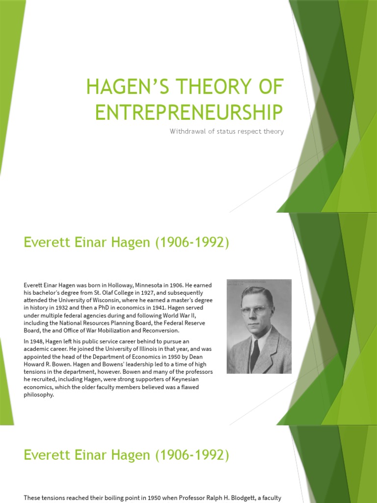 Hagen's Theory of Entrepreneurship | PDF | Entrepreneurship | Economics