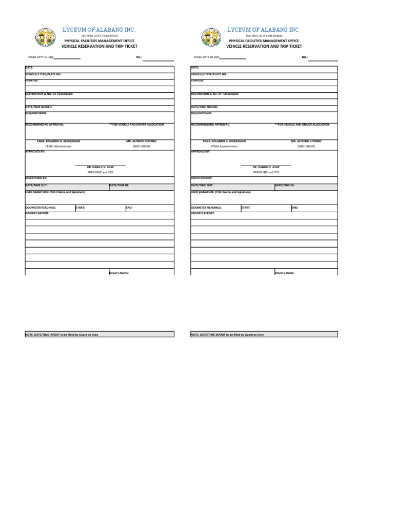 Trip Ticket | PDF | Transport | Vehicles