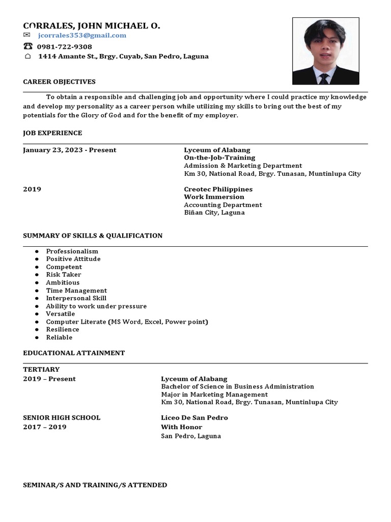 JM Resume | Download Free PDF | Cognition