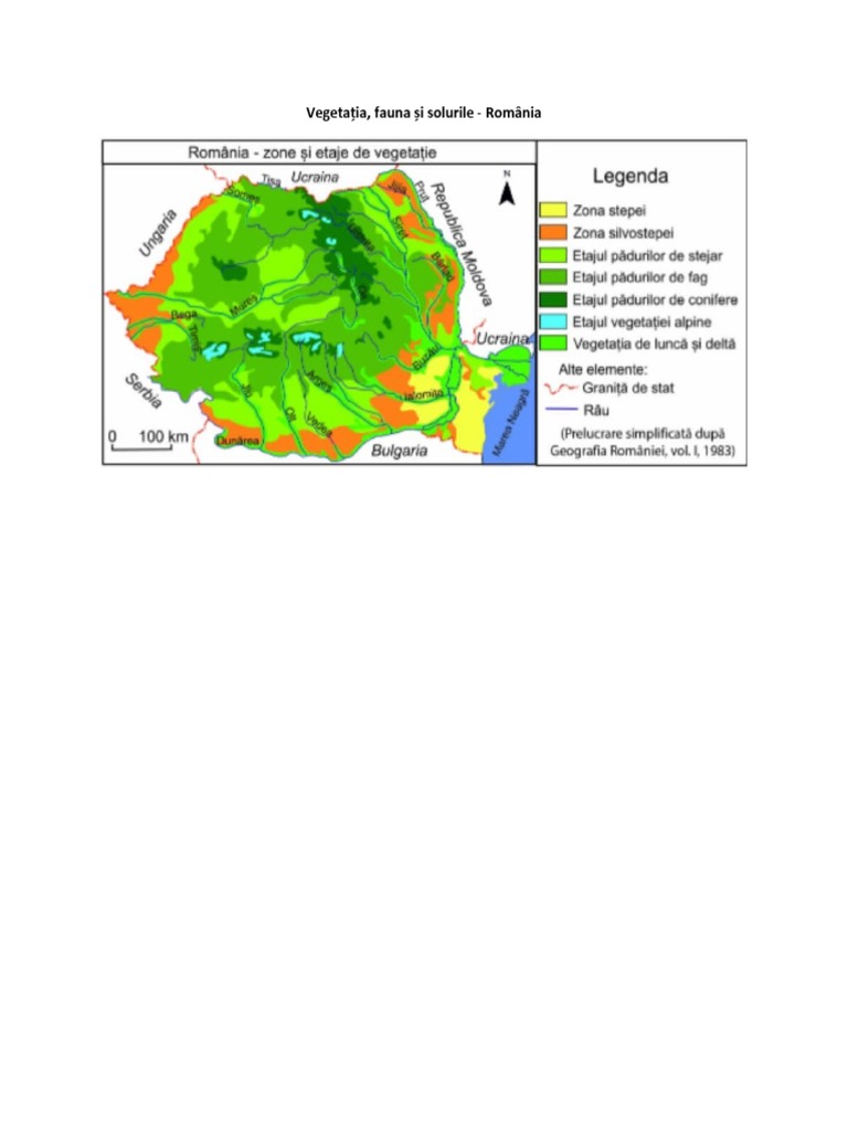 Harta - Vegetația J Fauna Și Solurile Romaniei | PDF