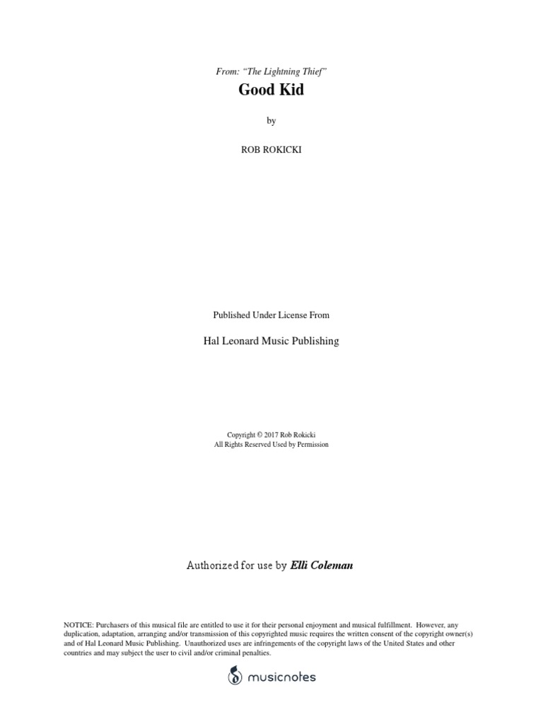 Good Kid - G Major - MN0190054 | PDF | Copyright | Copyright Infringement