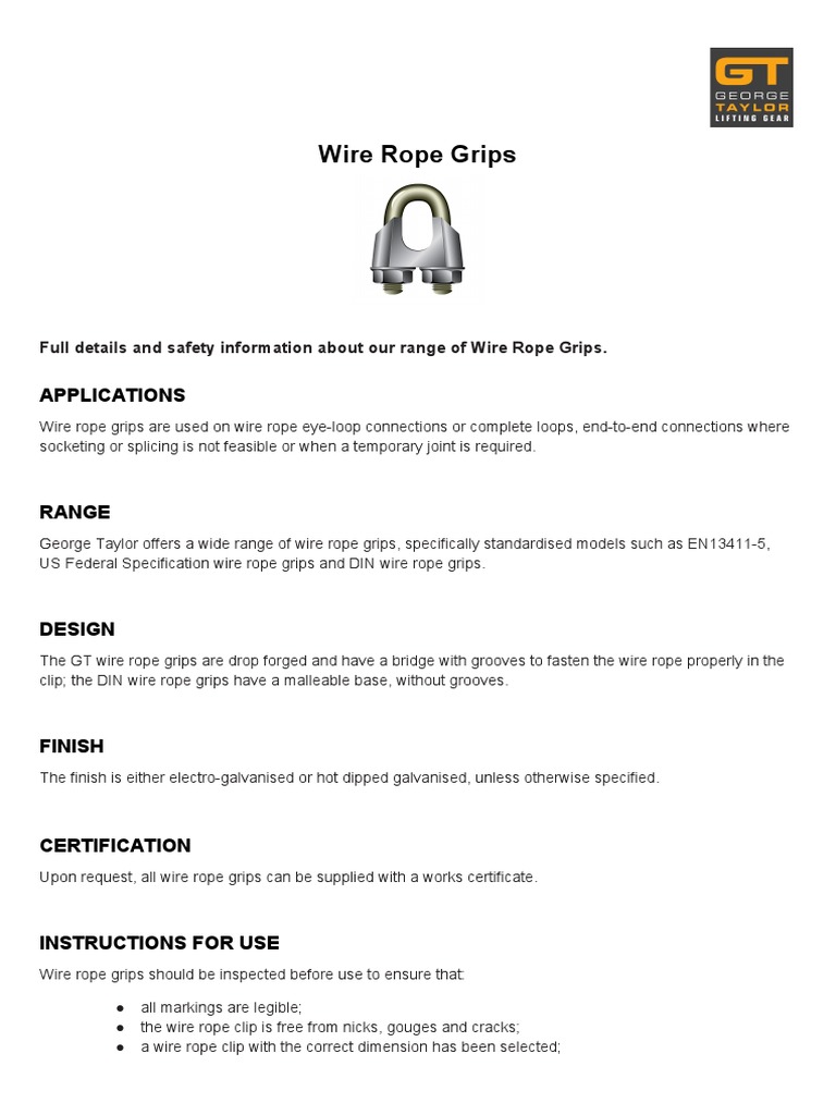 Wire Rope Grips | PDF | Rope | Nut (Hardware)