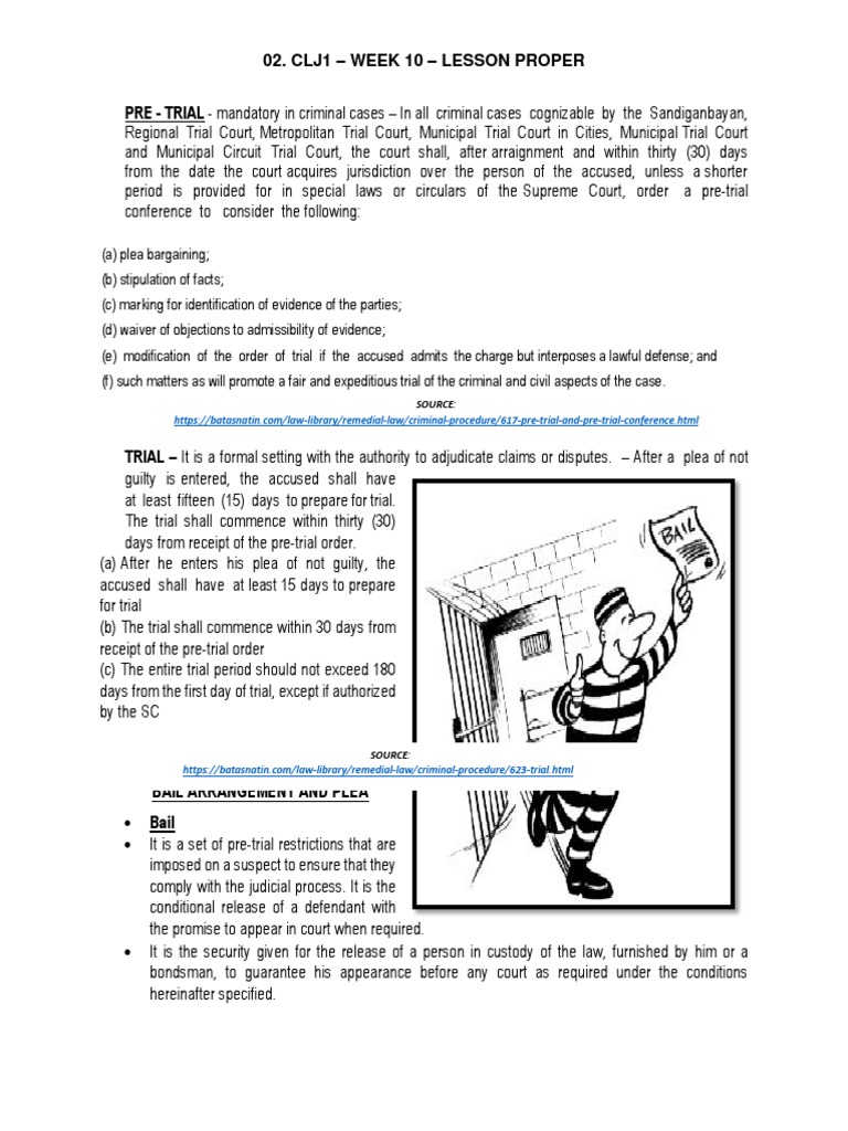CLJ1 Week 10 Lesson Proper | PDF | Bail | Plea
