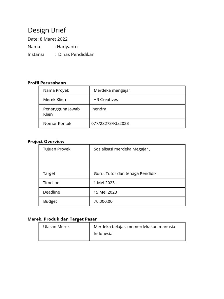 Tamplate Design Brief | PDF