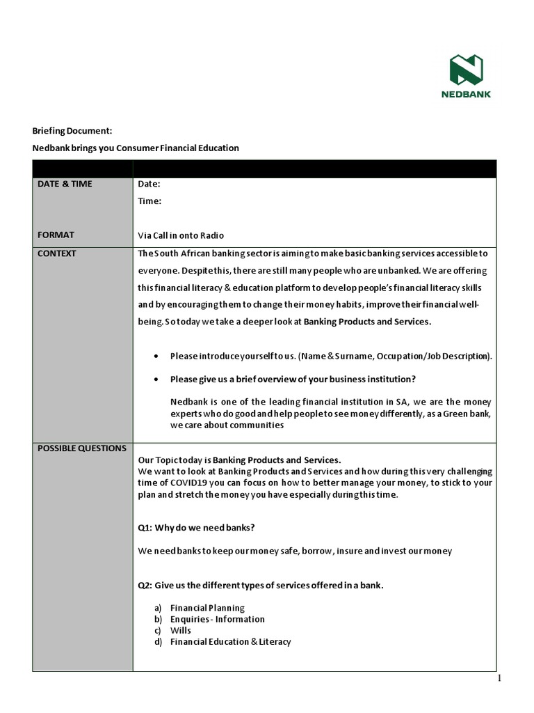Briefing Document - Docx - Banking Products and Services - docxV2B ...