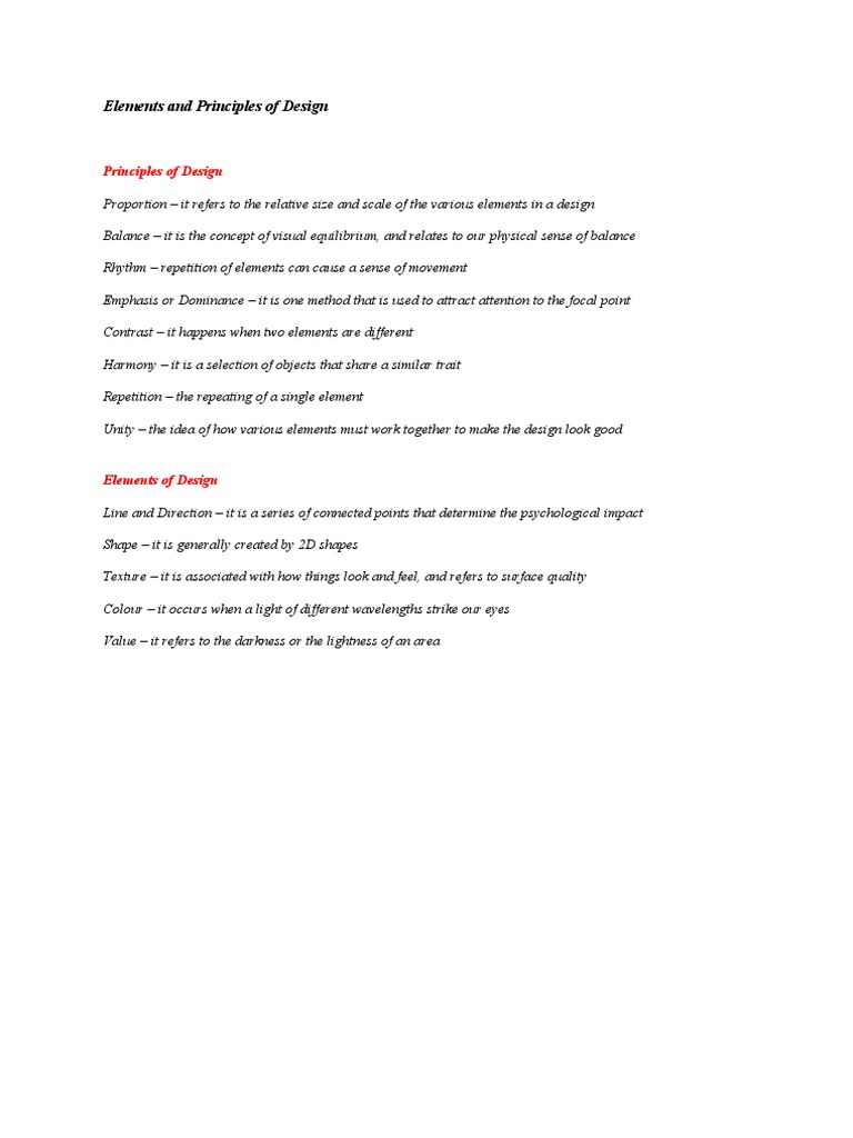 Elements and Principles of Design | PDF